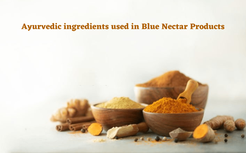 Ayurvedic ingredients used in Blue Nectar skin and haircare products